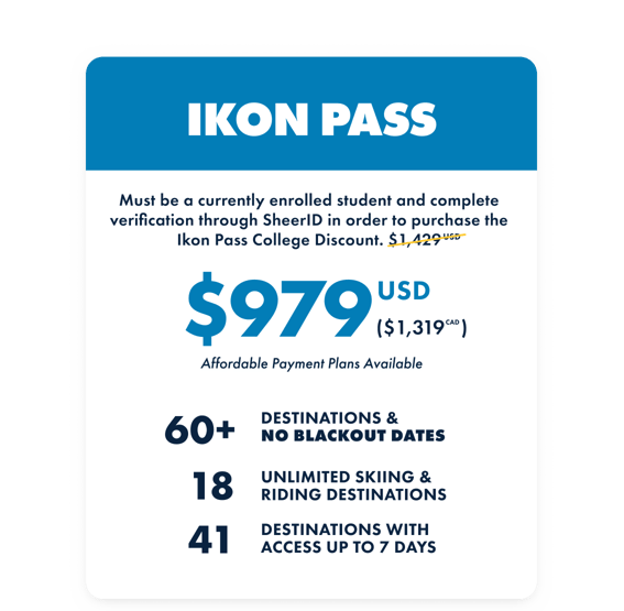 Ikon Pass Student Discount | Ikon College Pass | SkiSync